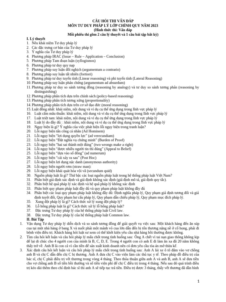 Tu Duy Phap Ly Thi Van Dap 2023 | PDF