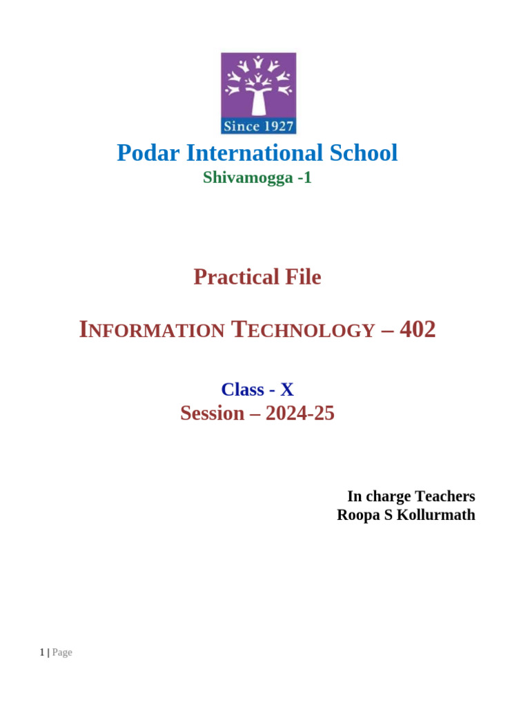Sample It 402 Practical File 2024 25 Pdf Relational Database Databases