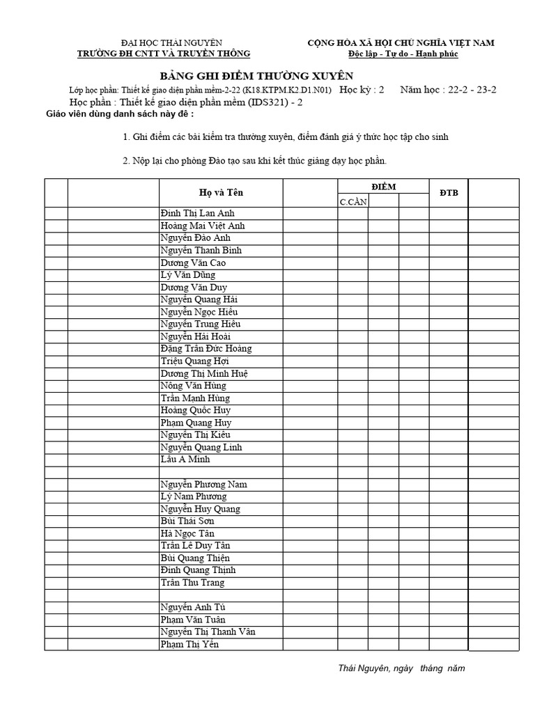 BangGhiDiemThuongXuyen_K18_N01_v3 | PDF