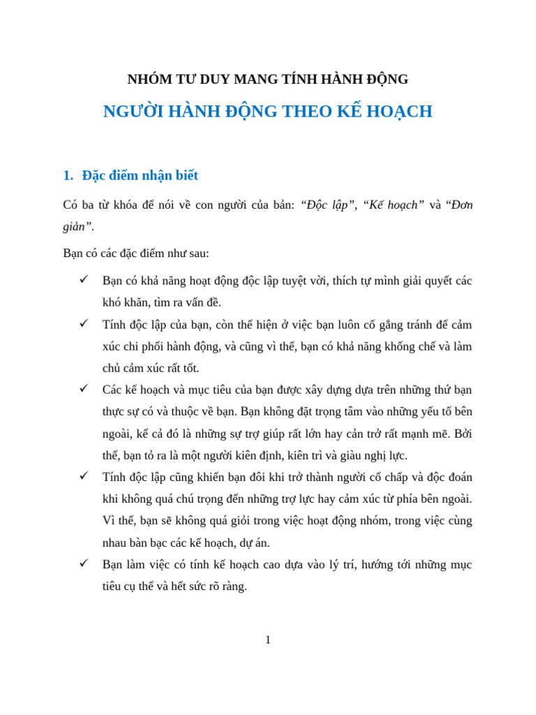 Nhom Hanh Dong - TS - Nguoi Hanh Dong Theo Ke Hoach | PDF