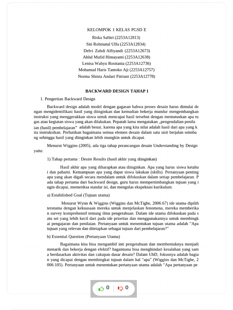 Tahap 1 Backward Design - Compress | PDF