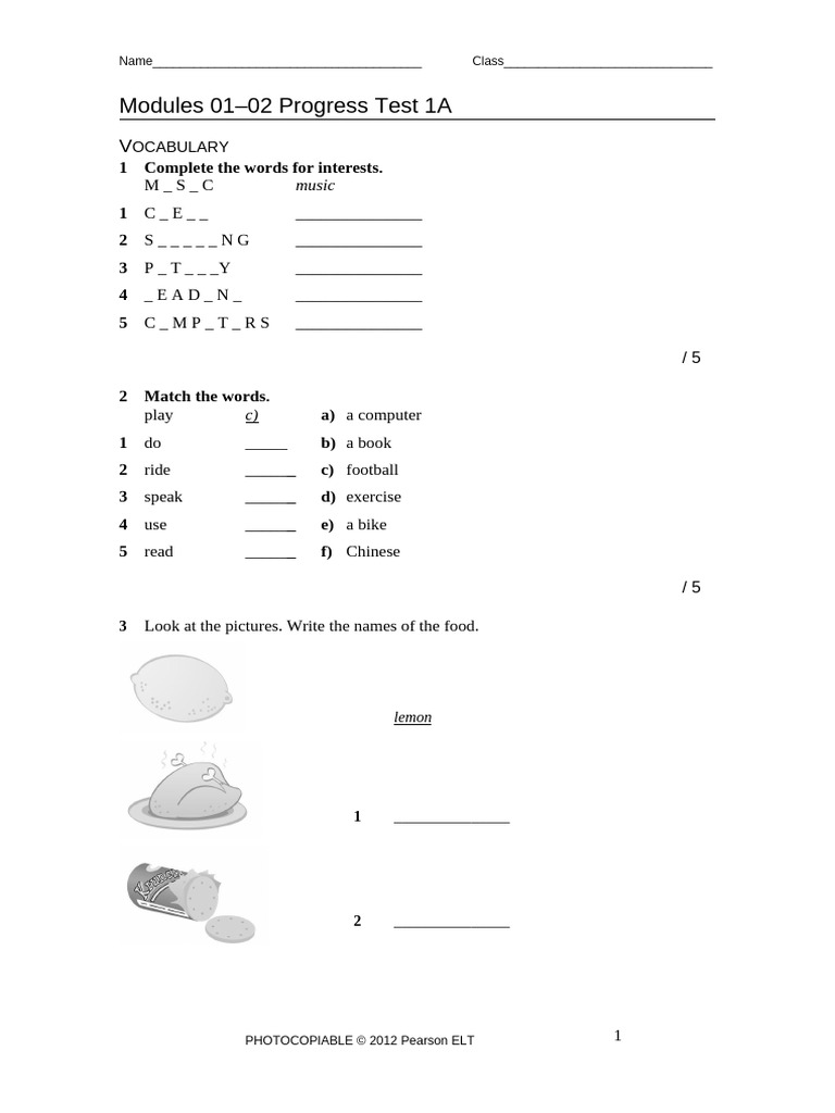 NEChal 1 Progress Test 1A | PDF | Fashion | Clothing