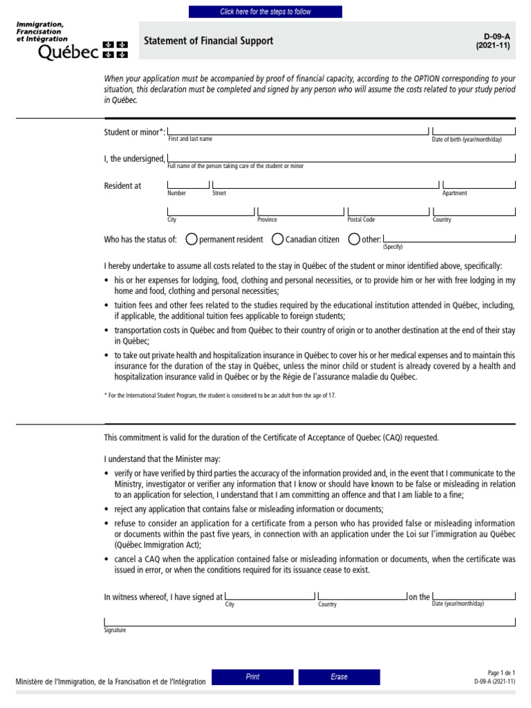Financial Support Declaration for Students | PDF | Quebec | Justice