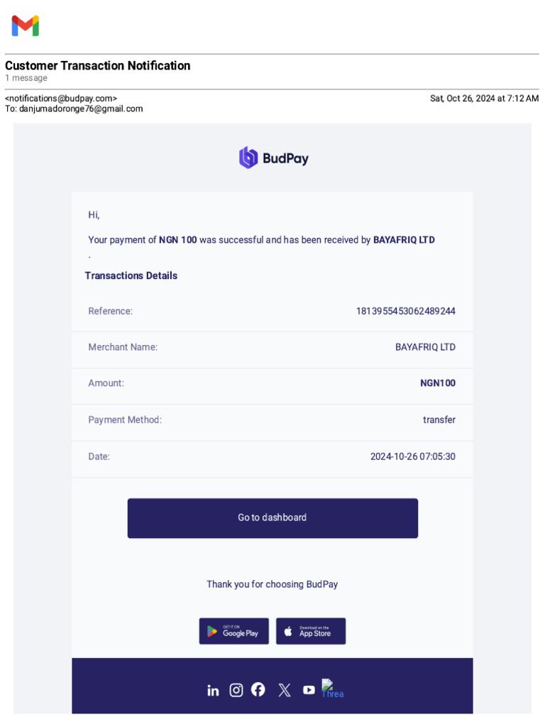 Gmail - Customer Transaction Notification | PDF Gmail - Customer Transaction Notification | PDF