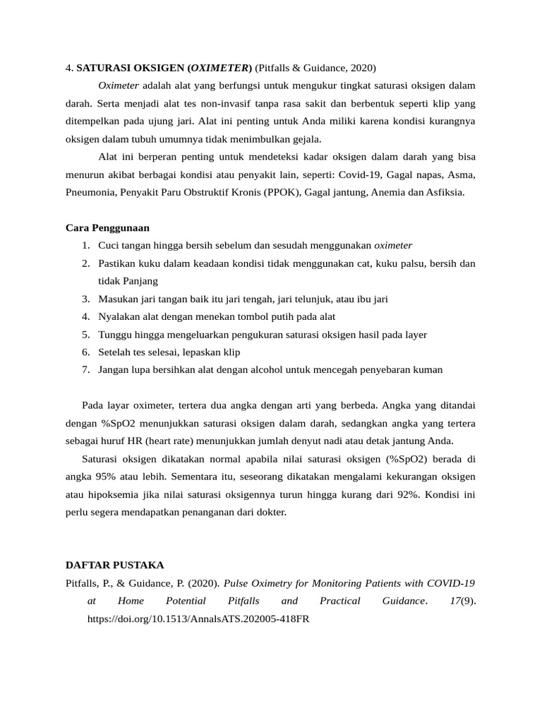 Materi Saturasi Oksigen | PDF
