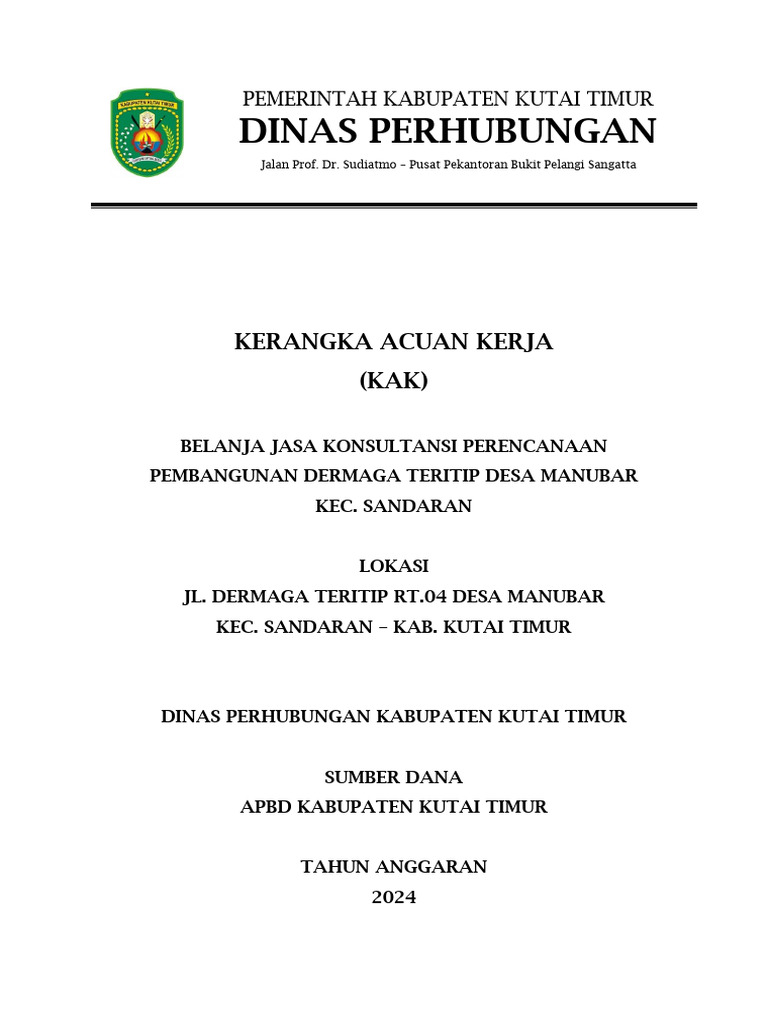 KAK. PERENCANAAN DERMAGA TERITIP REVISI (1) | PDF