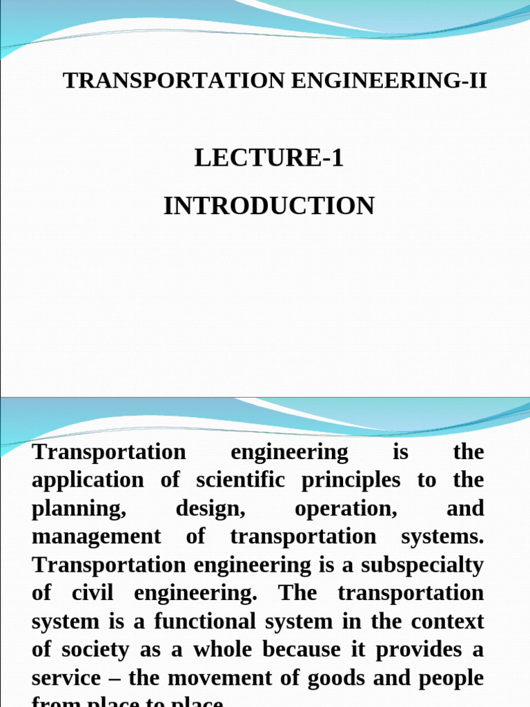 Transportation 2 Lec 1 | PDF | Transport | Transport Infrastructure