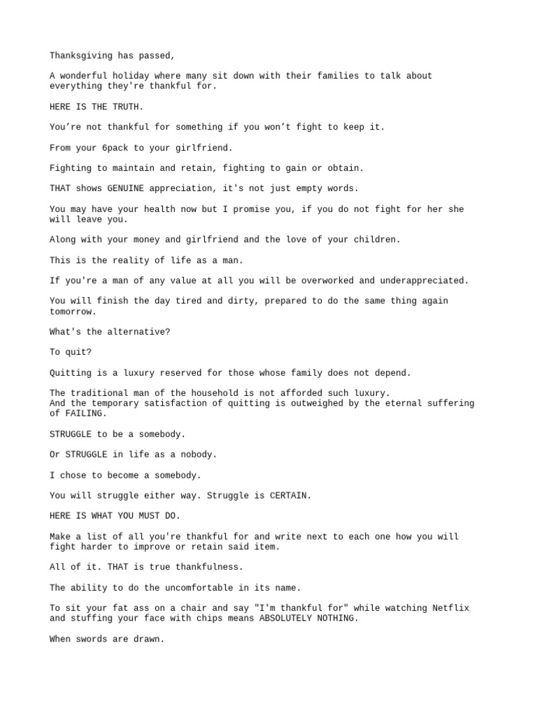 THANKS-GIVING - Andrew Tate | PDF
