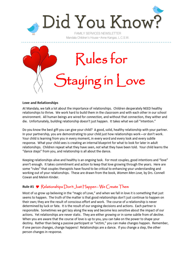 Rules for Lasting Love and Relationships | PDF | Love | Infidelity