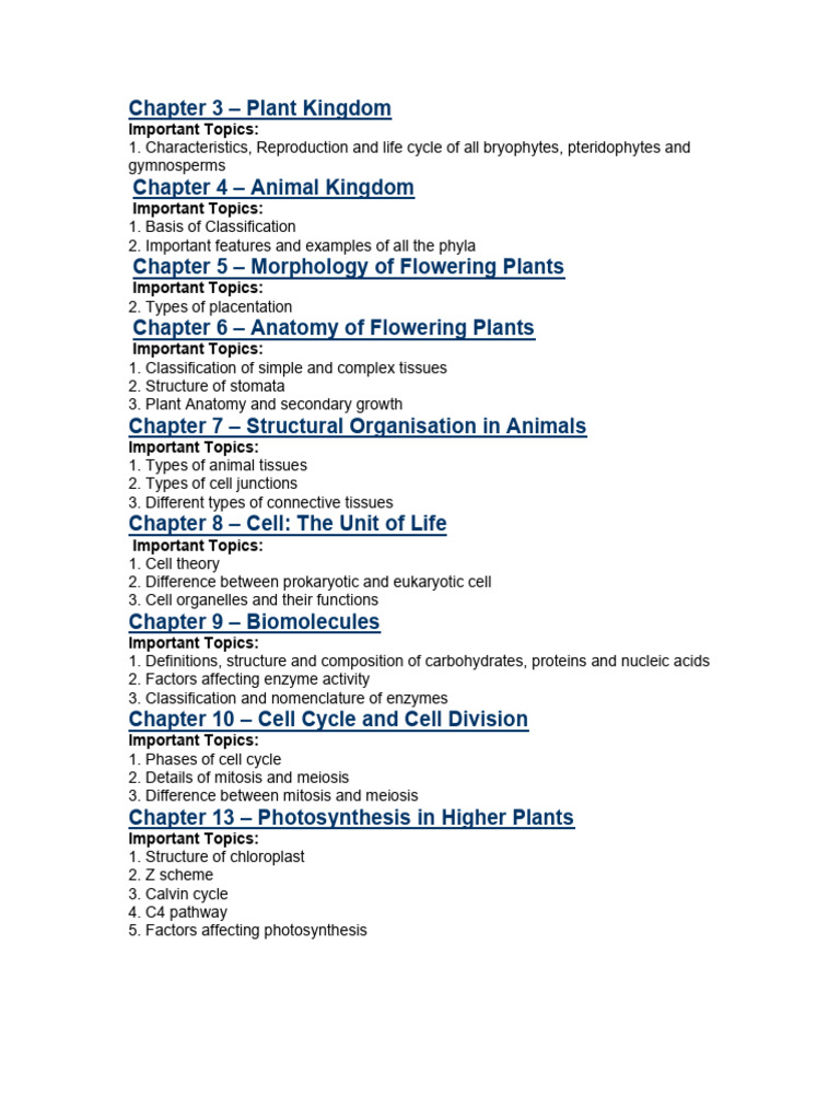 Chapter Breakdown Biology | PDF | Cell (Biology) | Hormone