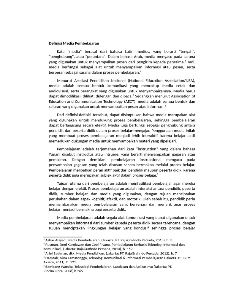 Definisi dan Jenis Media Pembelajaran | PDF