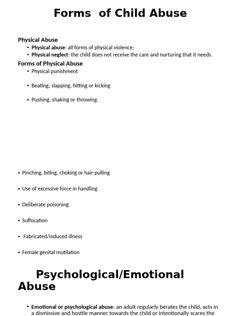 Understanding Forms of Child Abuse | PDF | Bullying | Child Abuse