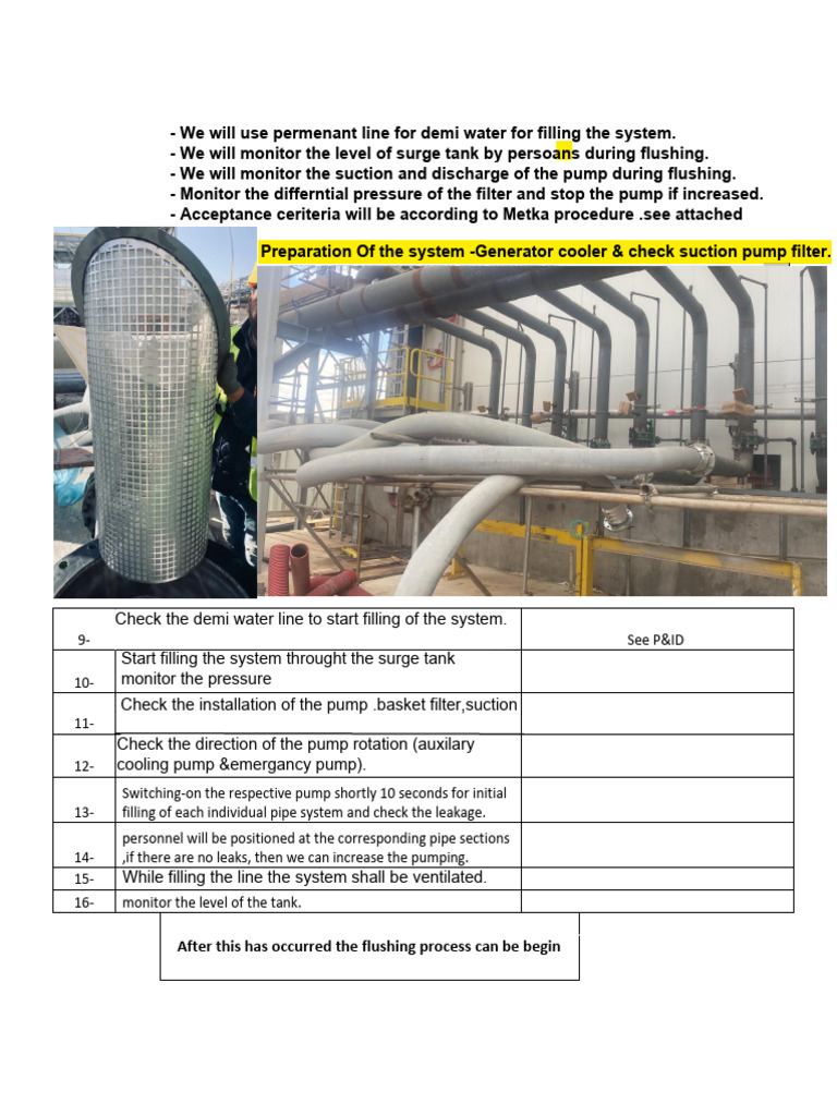 Flushing Procedure - Organized-2 | PDF | Pump | Mechanical Engineering