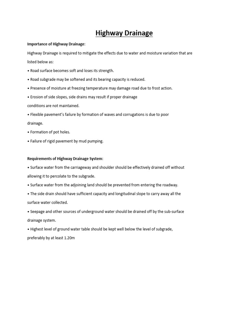Highway Drainage Class Materials | PDF | Road | Drainage