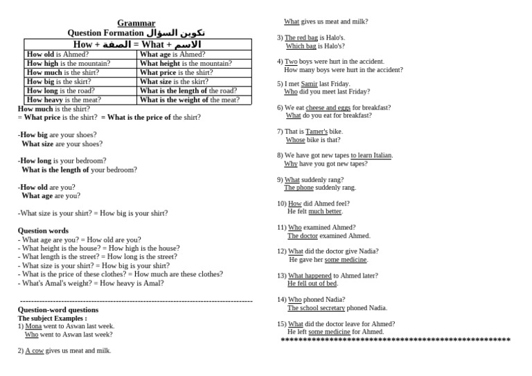 020 Question Formation | PDF