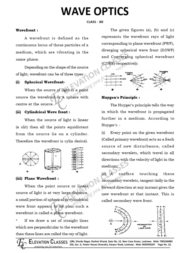 10 Wave Optics XII | PDF | Diffraction | Reflection (Physics)