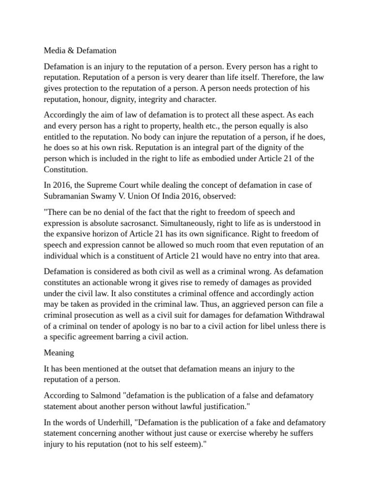 U-2.1 media and defamation | PDF | Defamation | Justice