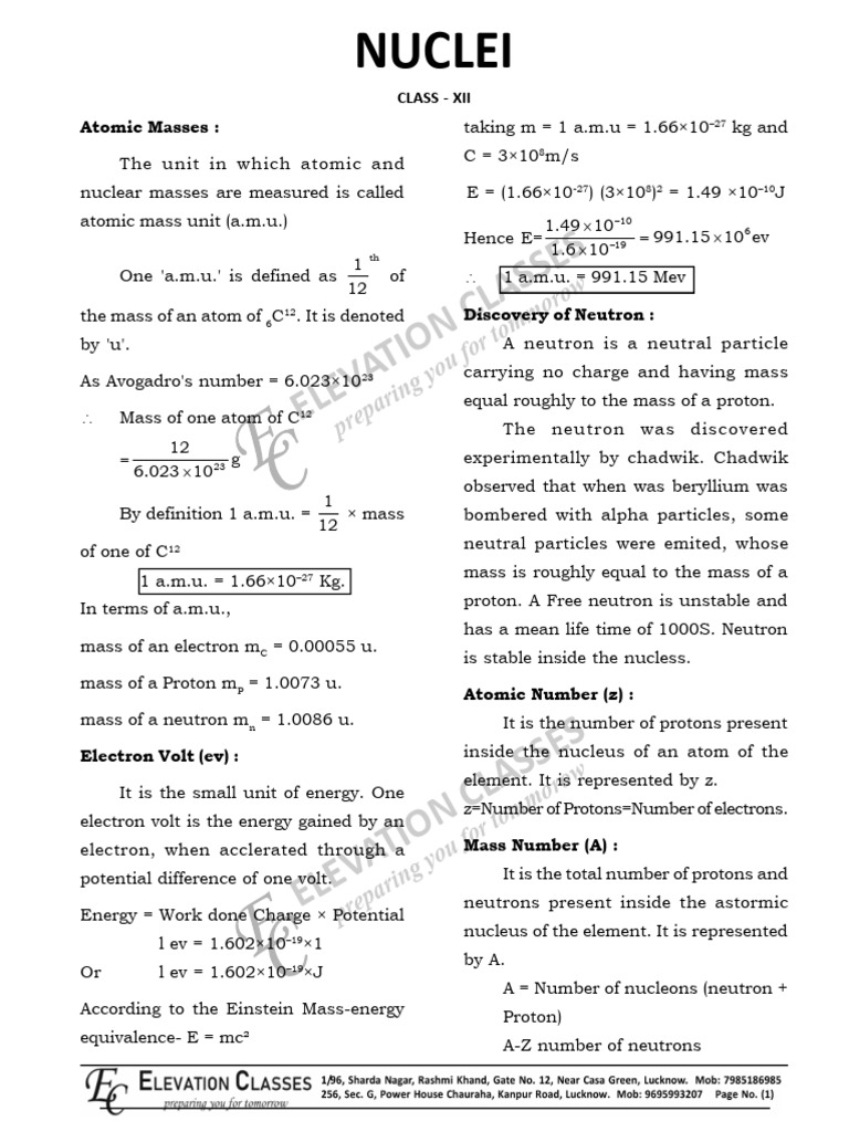 13 Nuclei XII-1 | PDF | Atomic Nucleus | Neutron