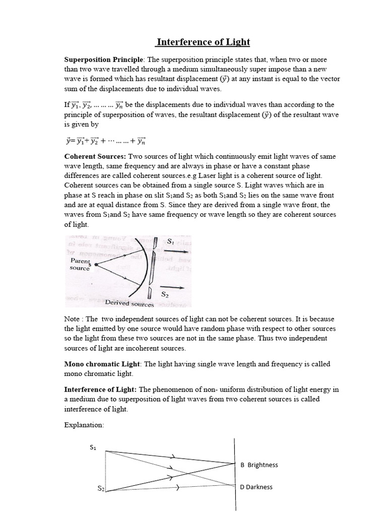 Interference of light | PDF | Coherence (Physics) | Waves