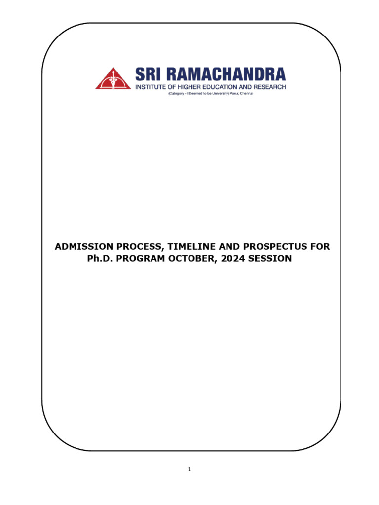 Phd Admission Process and Prospectus for October 2024 Session | PDF | Doctor Of Philosophy ...