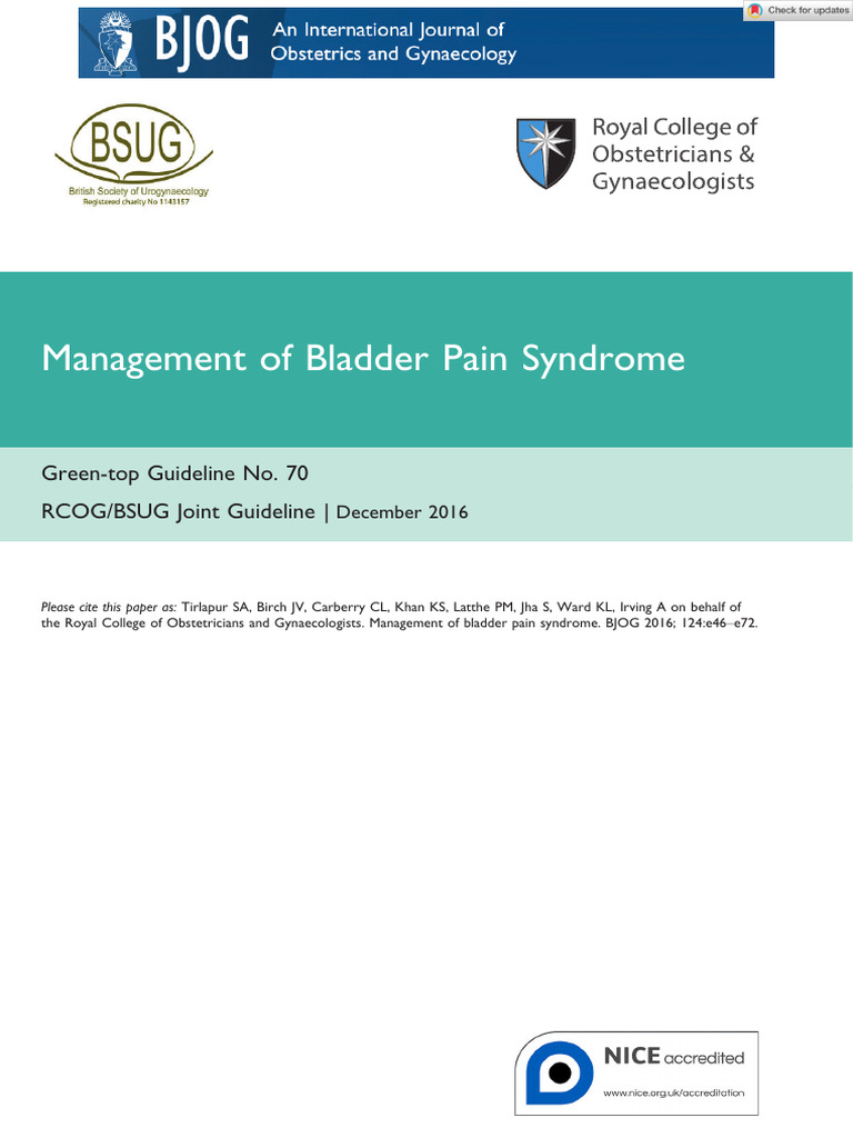 BJOG - 2016 - Management of Bladder Pain Syndrome | PDF | Urinary ...