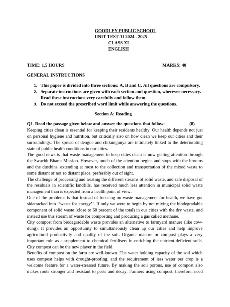 CLASS 11 UNIT 2 - 2024 -25 | PDF | Compost | Agriculture