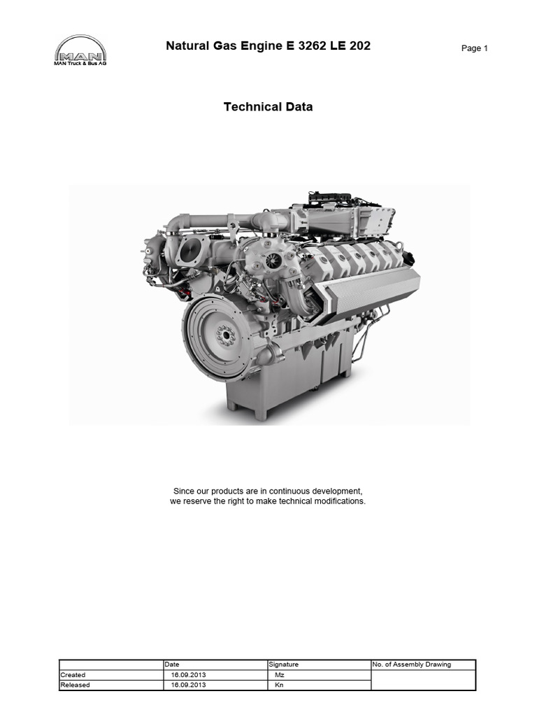 MAN E 3262 LE 202 Engine Specs | PDF | Engines | Combustion