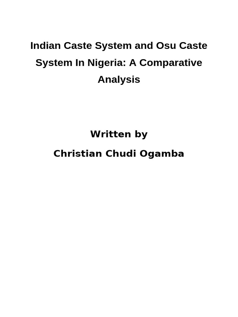 Indian Caste System and Osu Caste System | PDF | Caste | Dalit
