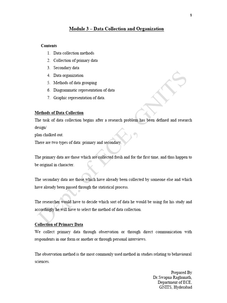 module-3-data-collection-and-organization | PDF | Questionnaire | Sampling (Statistics)