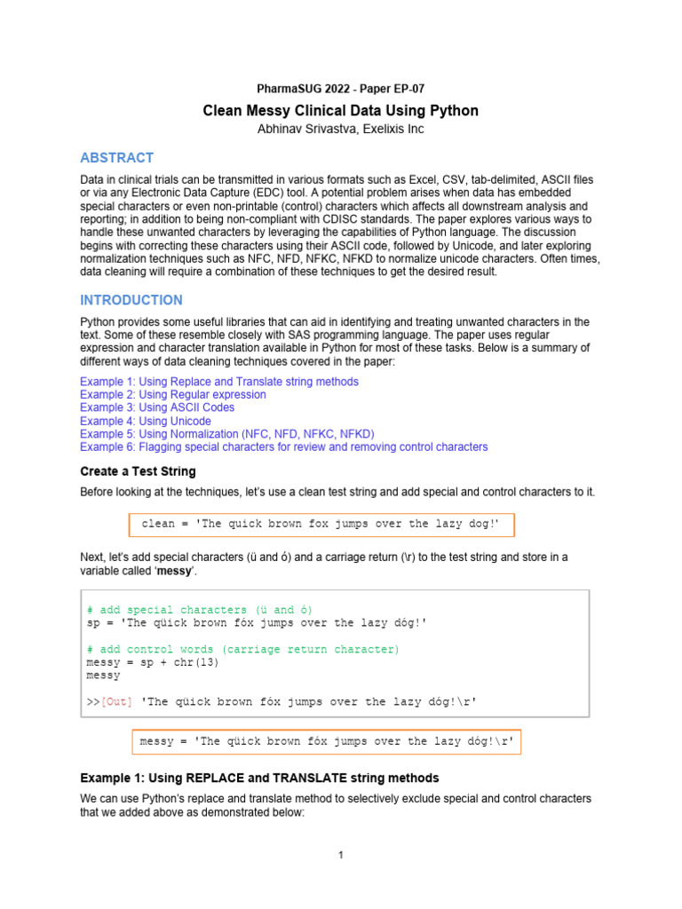 Datacleaning Clinical Py | PDF | Ascii | String (Computer Science)
