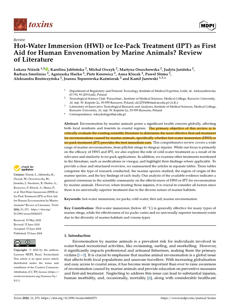 Hot-Water Immersion (HWI) or Ice-Pack Treatment (IPT) As FirstAid For ...