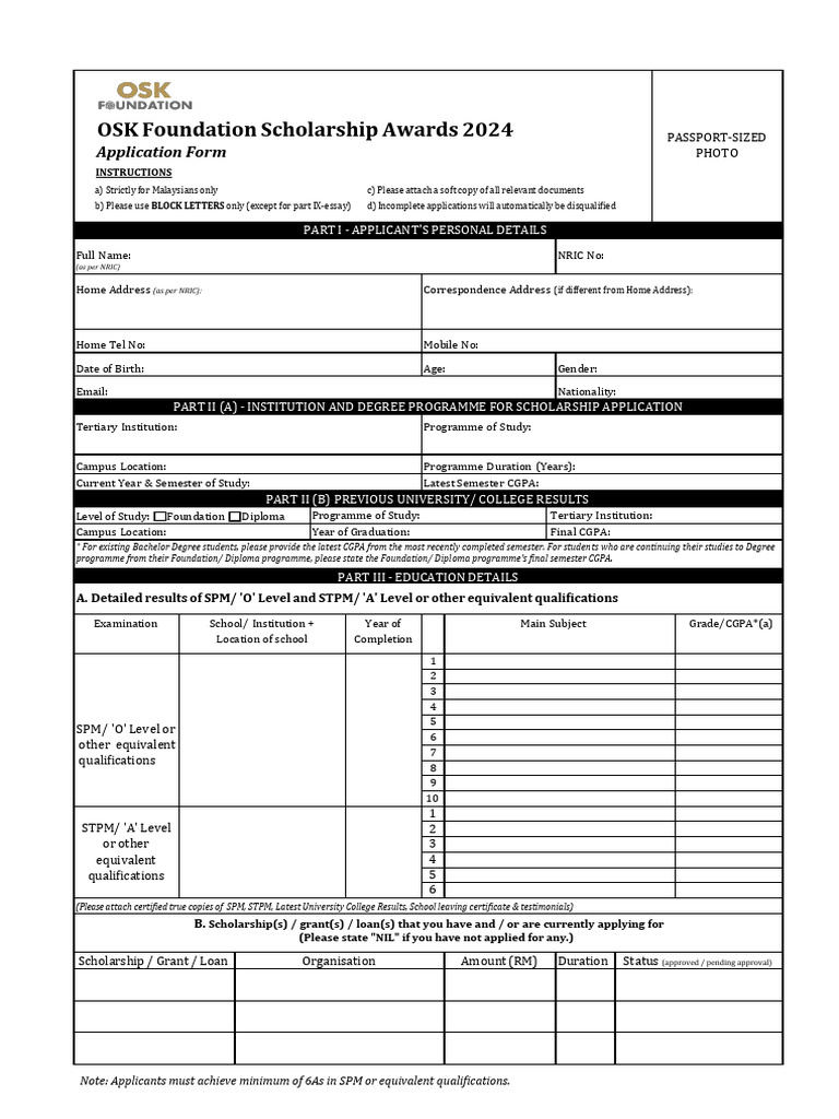 OSK-Foundation-Scholarship-Awards-Application-Form-2024 (1) | PDF ...