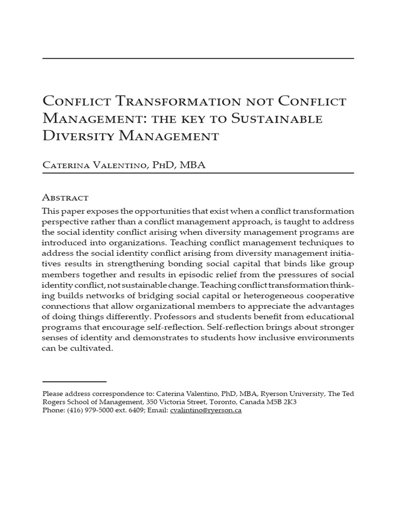 Conflict Transformation and Management | PDF | Affirmative Action ...