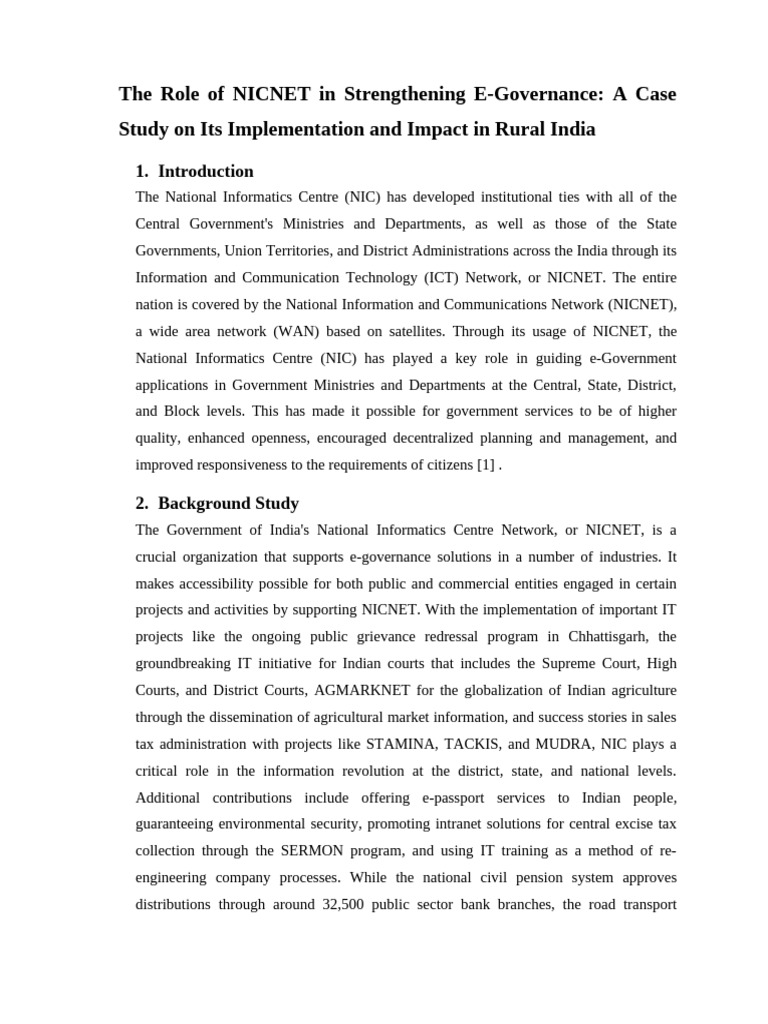 The Role of NICNET in Strengthening E | PDF | Computer Network | E ...