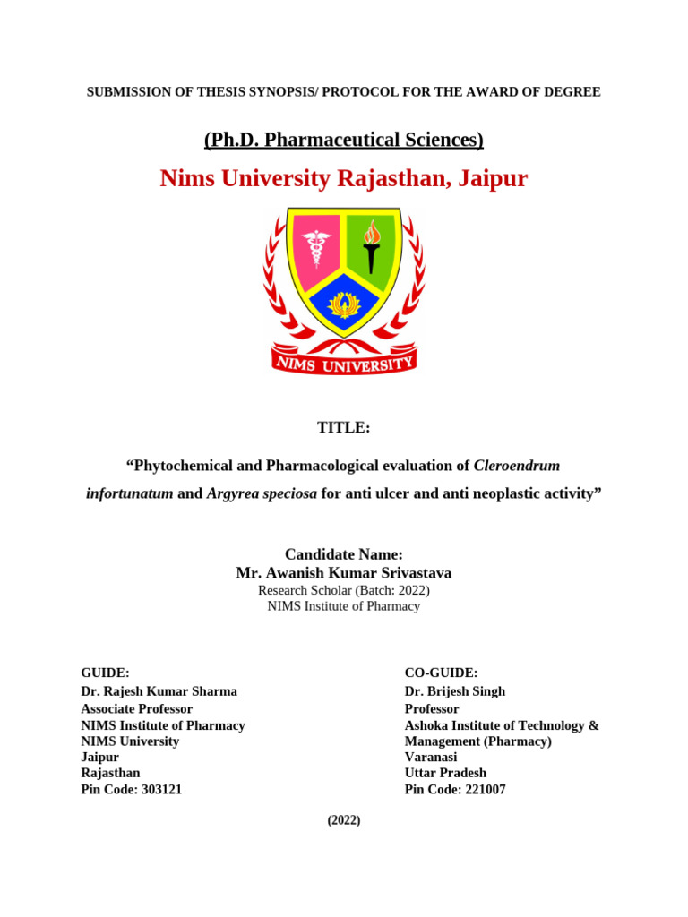 Awanish Synopsis Final Feb | PDF | Cancer | Flavonoid