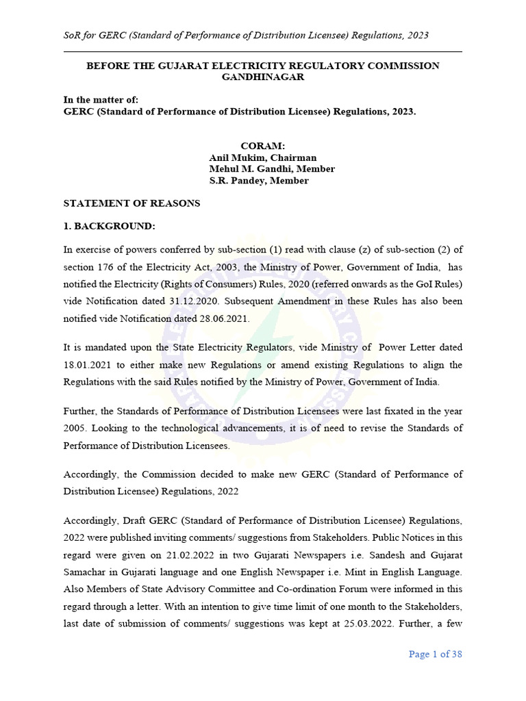 GERC Standards of Performance 2023 | PDF | Fuse (Electrical) | Power Supply