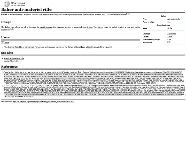 Baher anti-materiel rifle | PDF