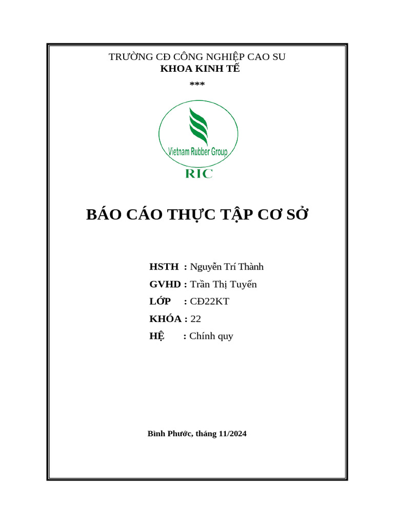 Bctt Cơ Sở - Nguyễn Trí Thành | PDF