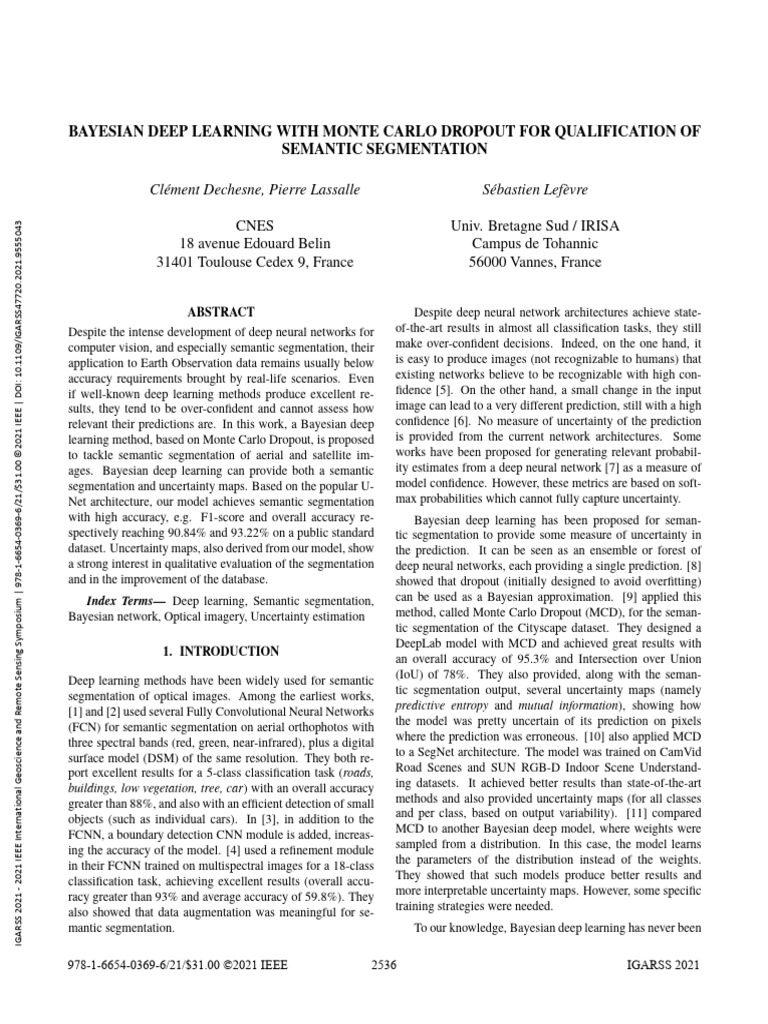 Bayesian Deep Learning With Monte Carlo Dropout For Qualification of Semantic Segmentation | PDF ...