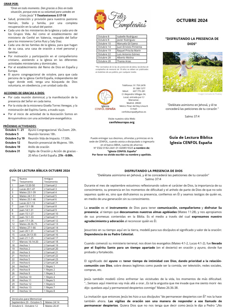 Guia Bíblica OCTUBRE 2024 Def | PDF | Oración | Evangelio de Mateo