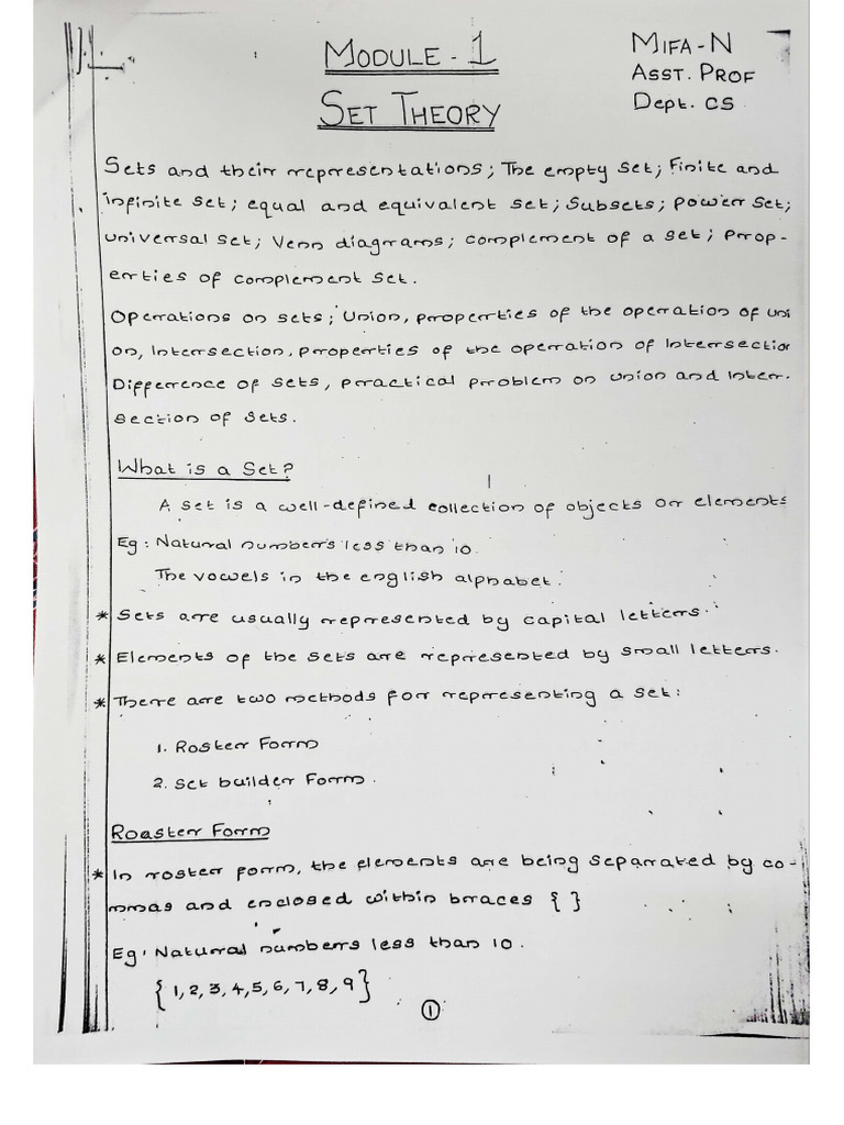 Module 1 - Set Theory | PDF