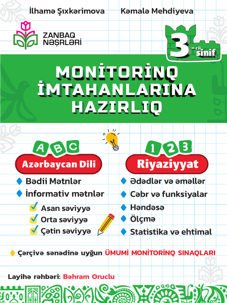 Zanbaq Nəşriyyatı. 3-Cü Sinif Monitorinq İmtahanlarına Hazırlıq Vəsaiti ...