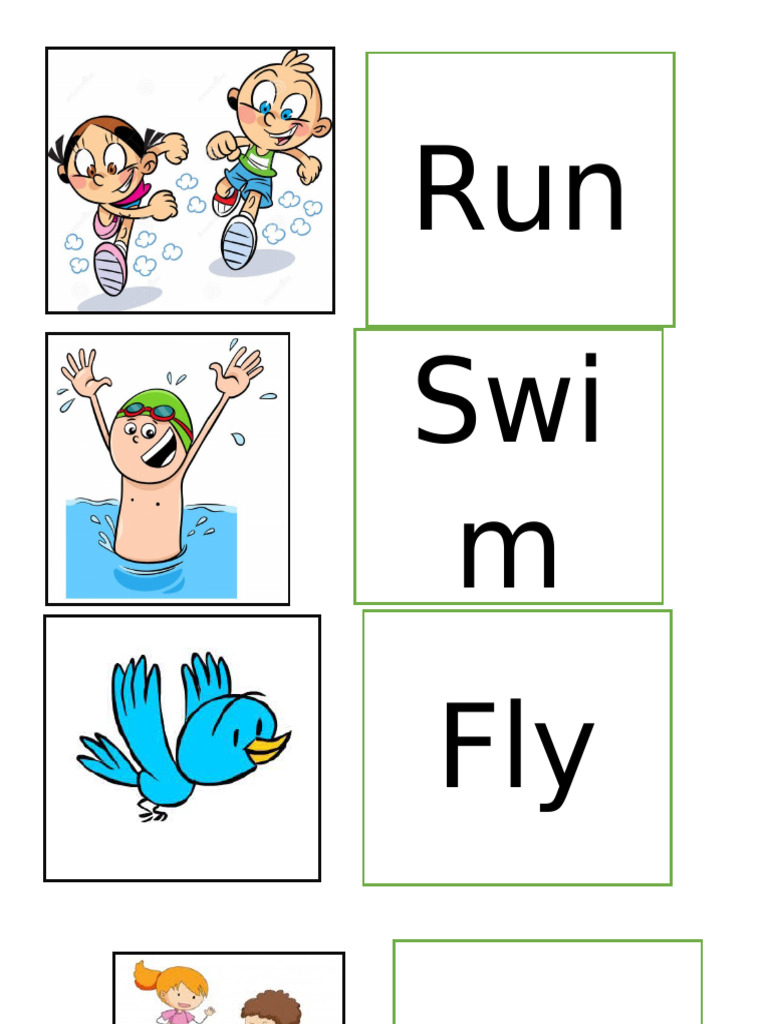 Basic Action Words Flashcards Worksheet Templates Layouts 121007 | PDF