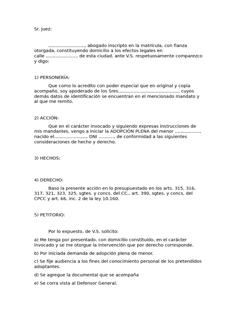 Adopcion Plena Escrito 2 | PDF