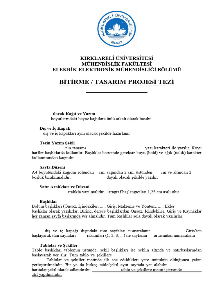 Bitirme Tezi Yazim Kilavuzu | PDF