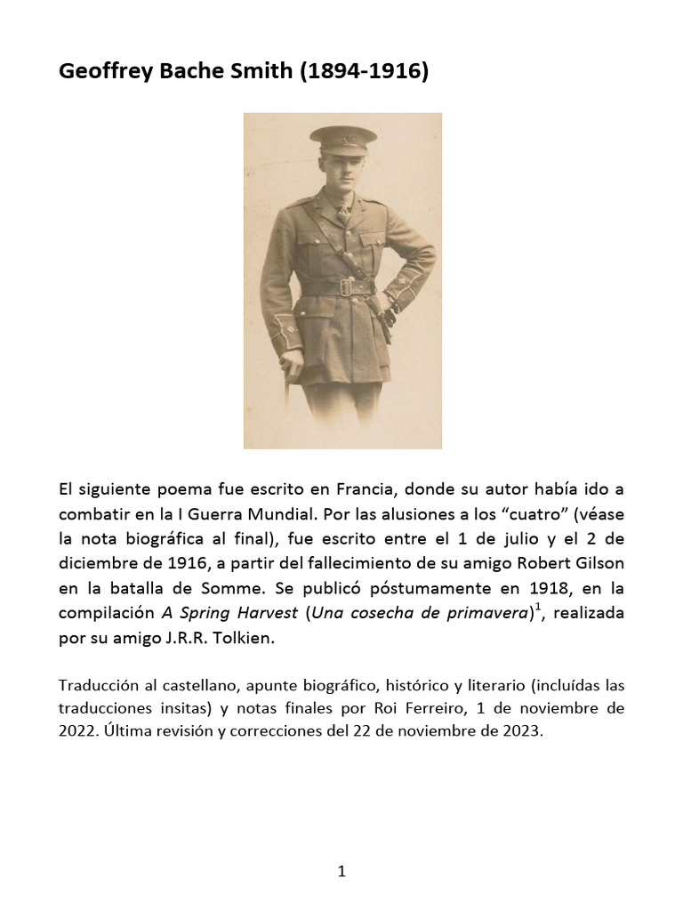 La Poetica de Geoffrey Bache Smith 1894 | PDF | J. R. R. Tolkien | Militar