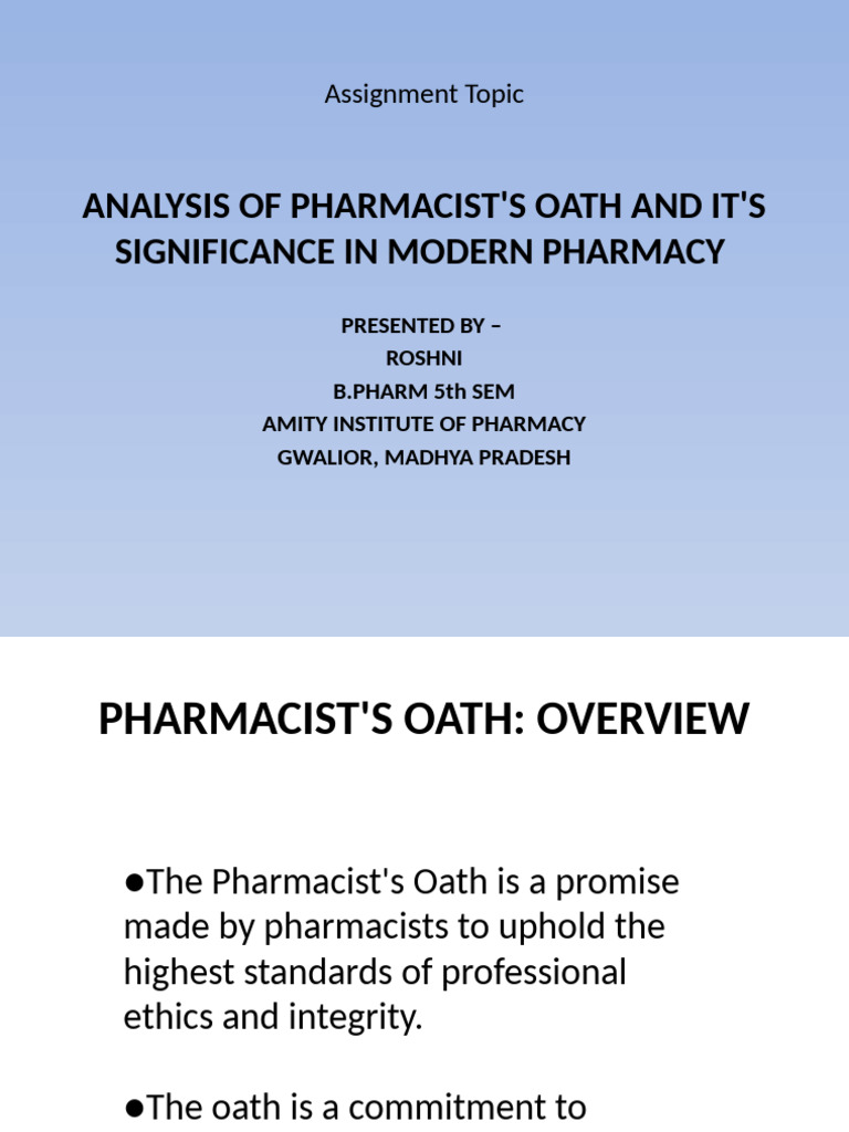 Pharmacist's Oath | PDF
