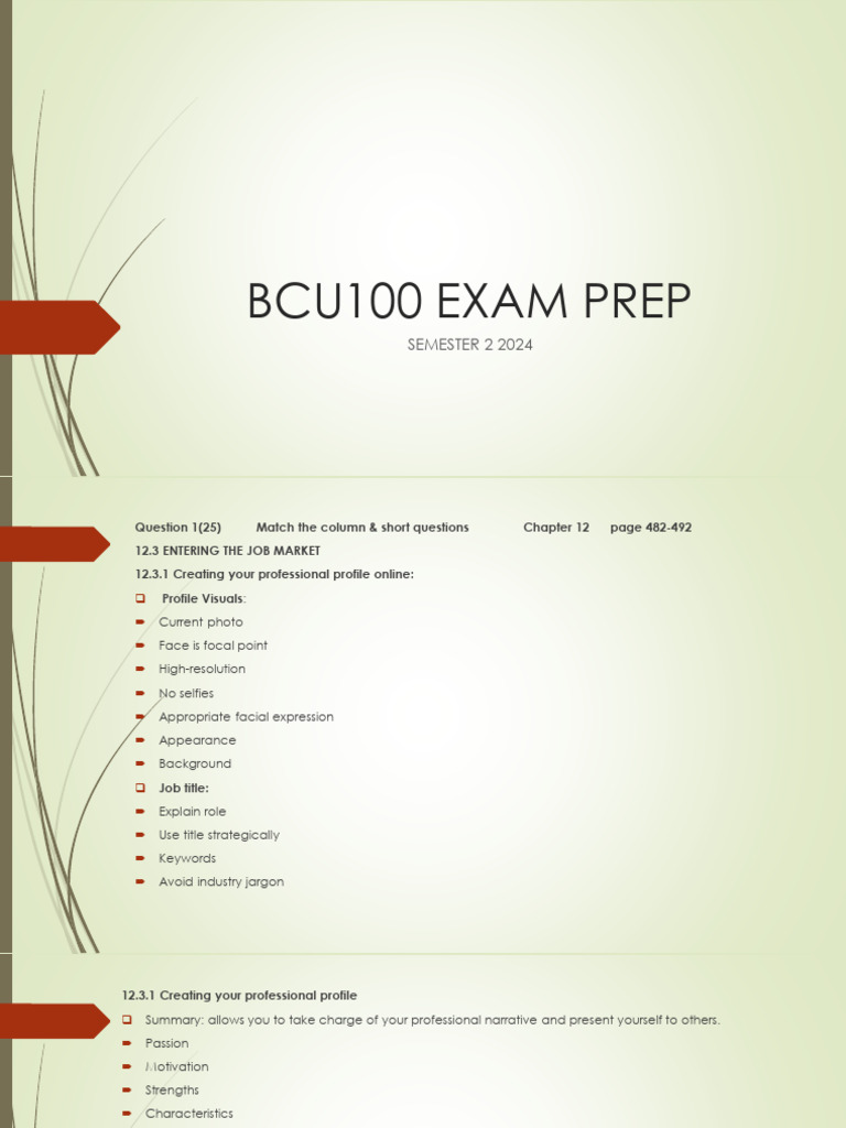 BCU100 EXAM PREP | PDF | Nonverbal Communication | Body Language
