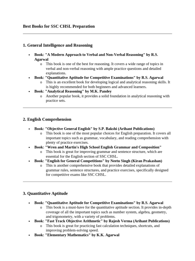 Top Books for SSC CHSL Preparation | PDF | Cognition | Cognitive Science