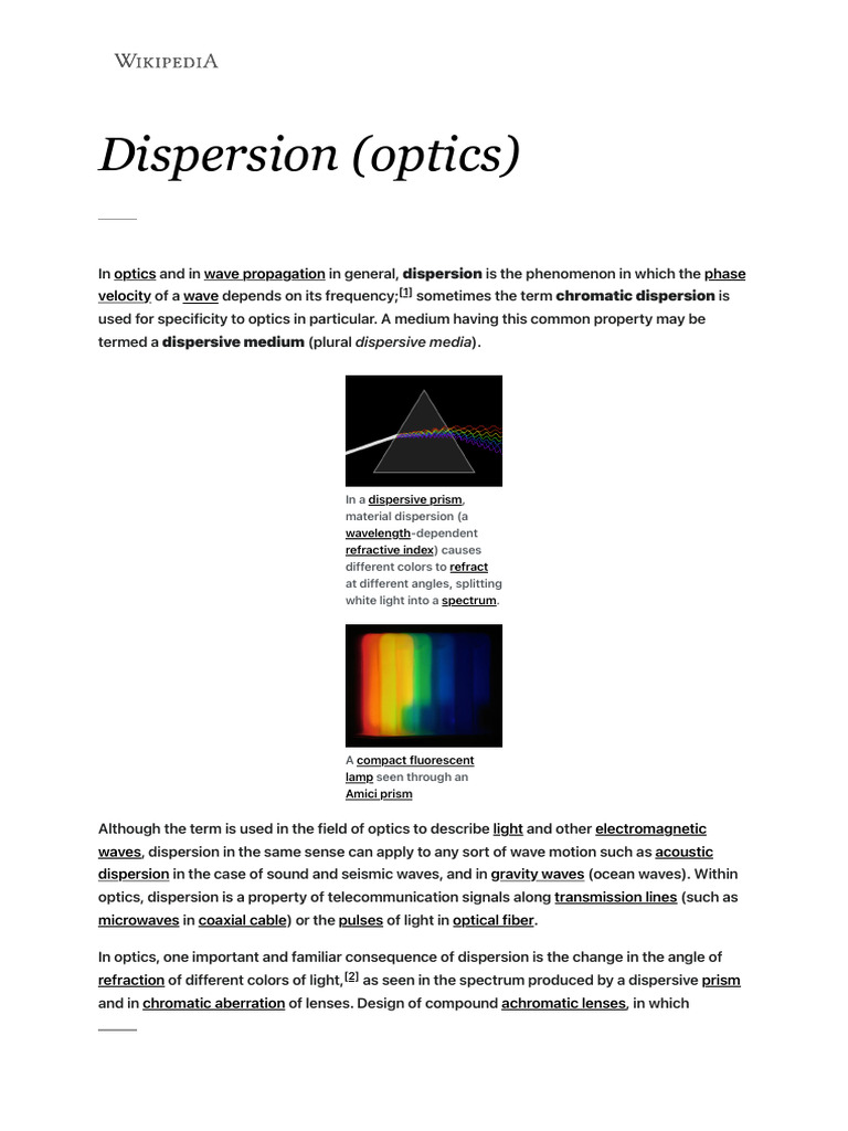 Dispersion (Optics) - Wikipedia | PDF | Dispersion (Optics ...